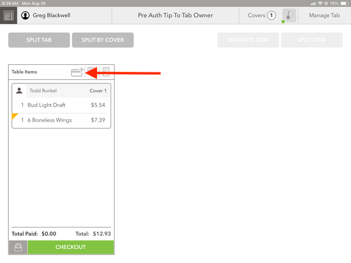 Pre Authorized Tab - Printing a Bill with Tip and Signature Options ...