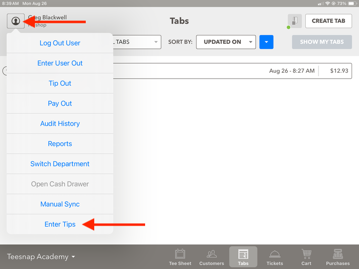 Pre Authorized Tab - Printing a Bill with Tip and Signature Options ...